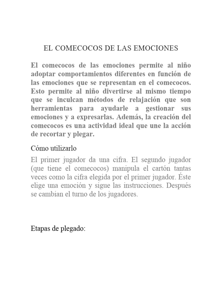 El Comecocos de Las Emociones | PDF