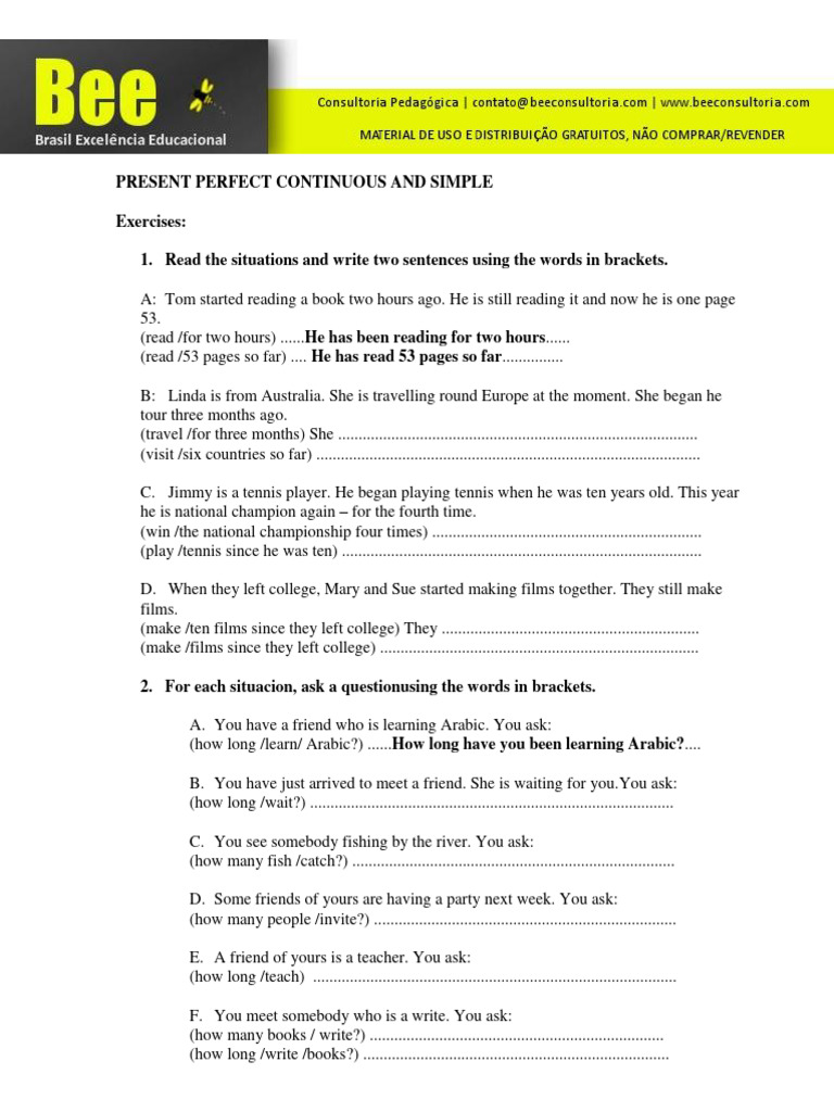 Present Perfect Continuous 2 | PDF