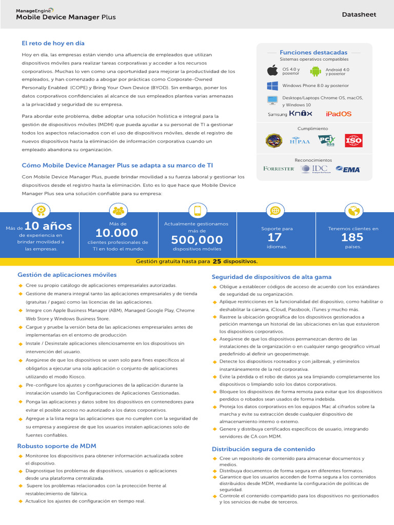 mobile_device_manager_plus_brochure | Descargar gratis PDF | Software de la aplicacion ...