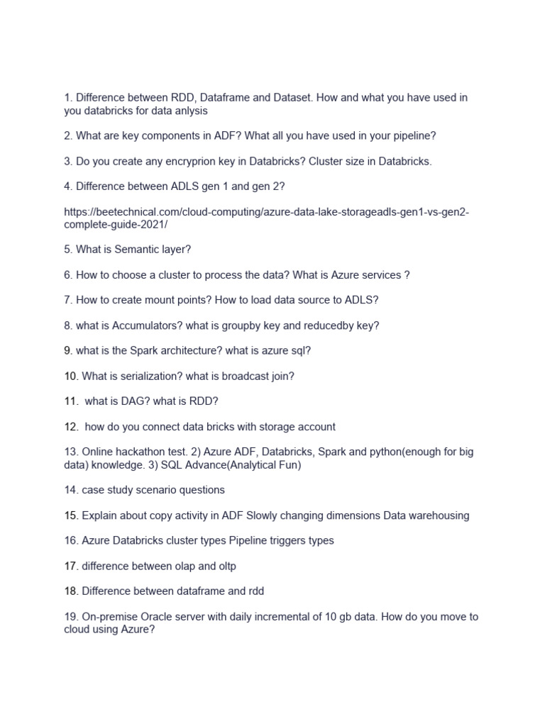 Azure Data Engineer Interview Questions Pdf Databases Apache Hadoop