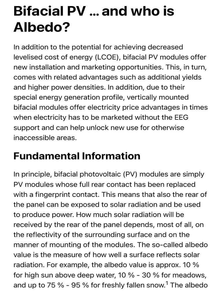 Reading - Bifacial PV Albedo | PDF | Photovoltaics | Nature