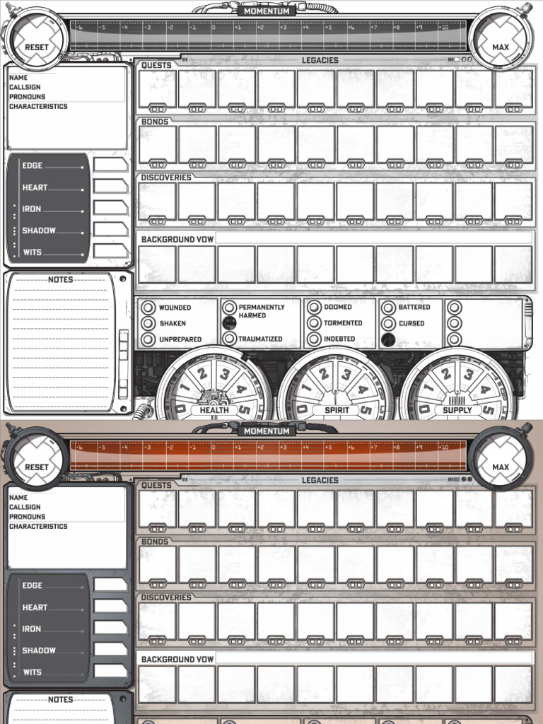 Ironsworn Starforged Illustrated Character Sheet | PDF