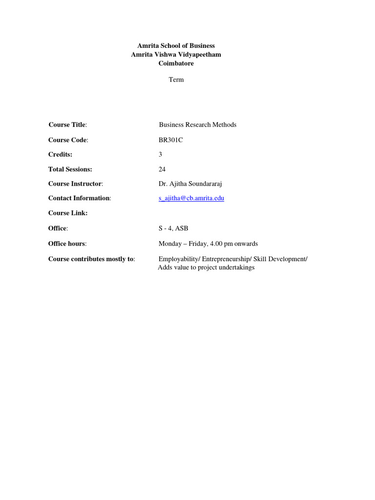 business-research-methods-course-outline-2021 | PDF | Conceptual Model ...