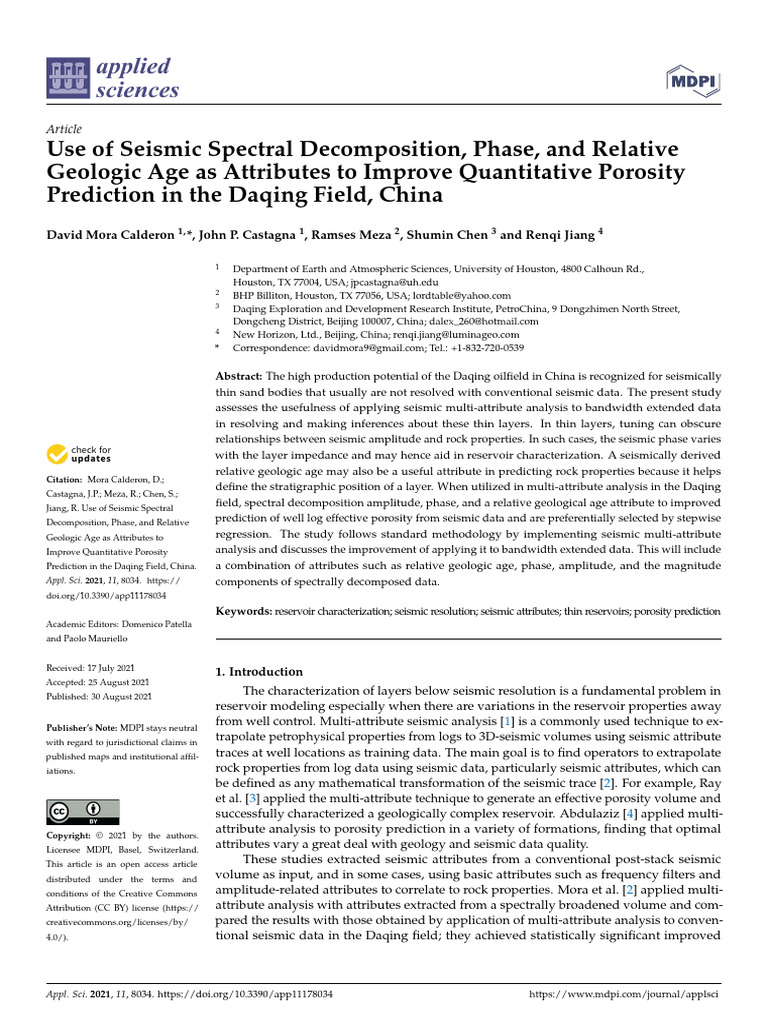 Use of Seismic Spectral Decomposition Phase and Re | PDF | Spectral Density | Reflection Seismology