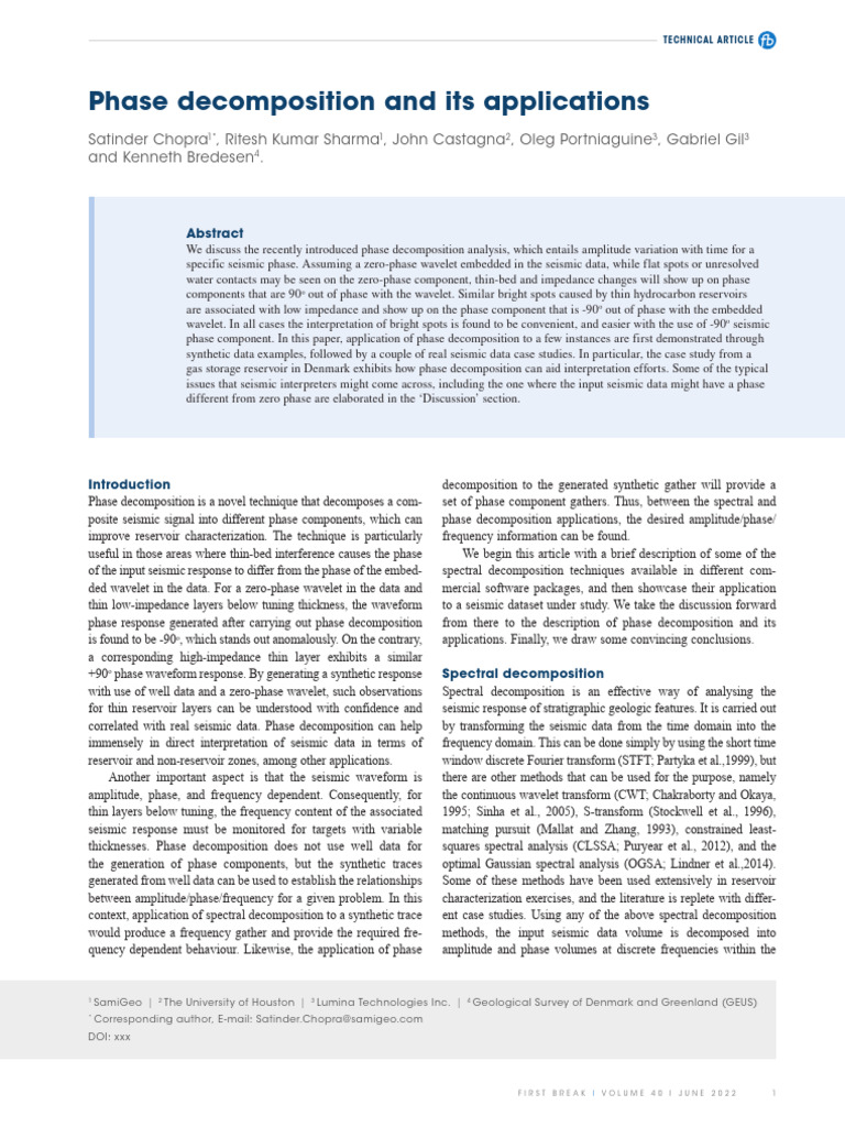 Seismic Phase Decomposition Insights | PDF | Wavelet | Phase (Waves)