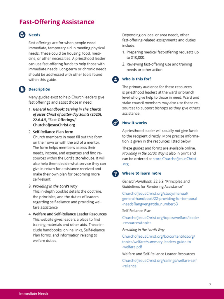 Fast Offering Assistance | PDF | Religious Organizations | Mormonism
