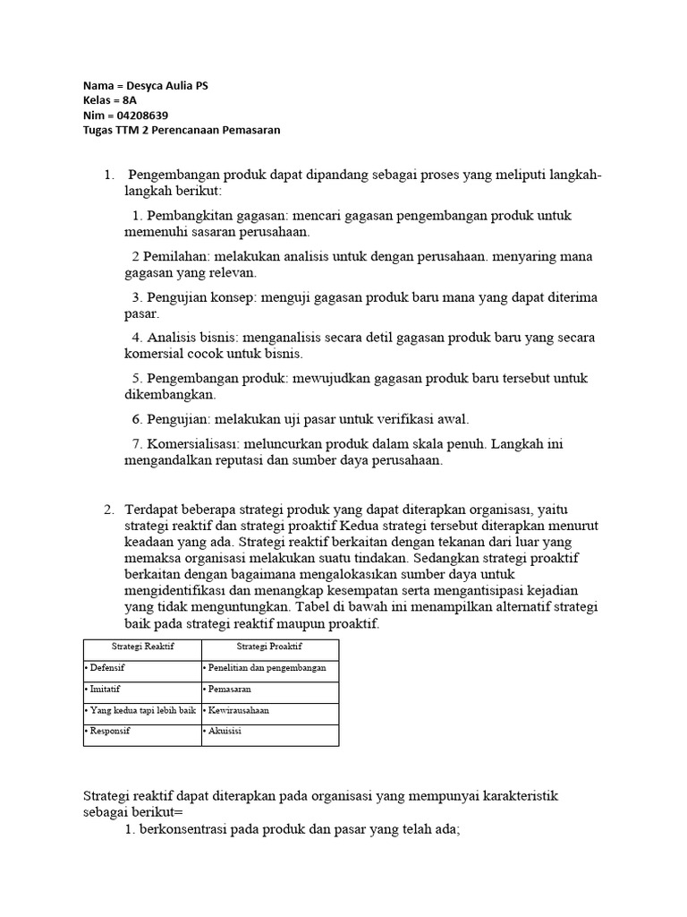 Perencanaan Pemasaran | PDF | Karier & Perkembangan | Bisnis