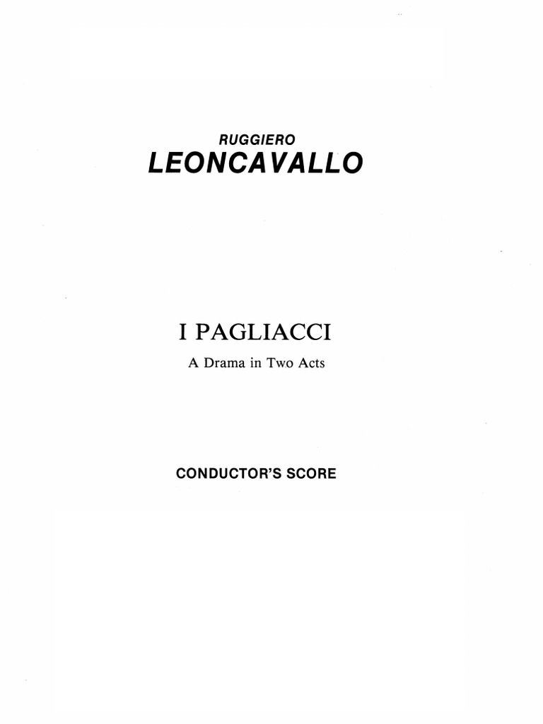 Hui, Hui Stridono Iassu - Il Pagliacci. Leoncavallo SCORE | PDF