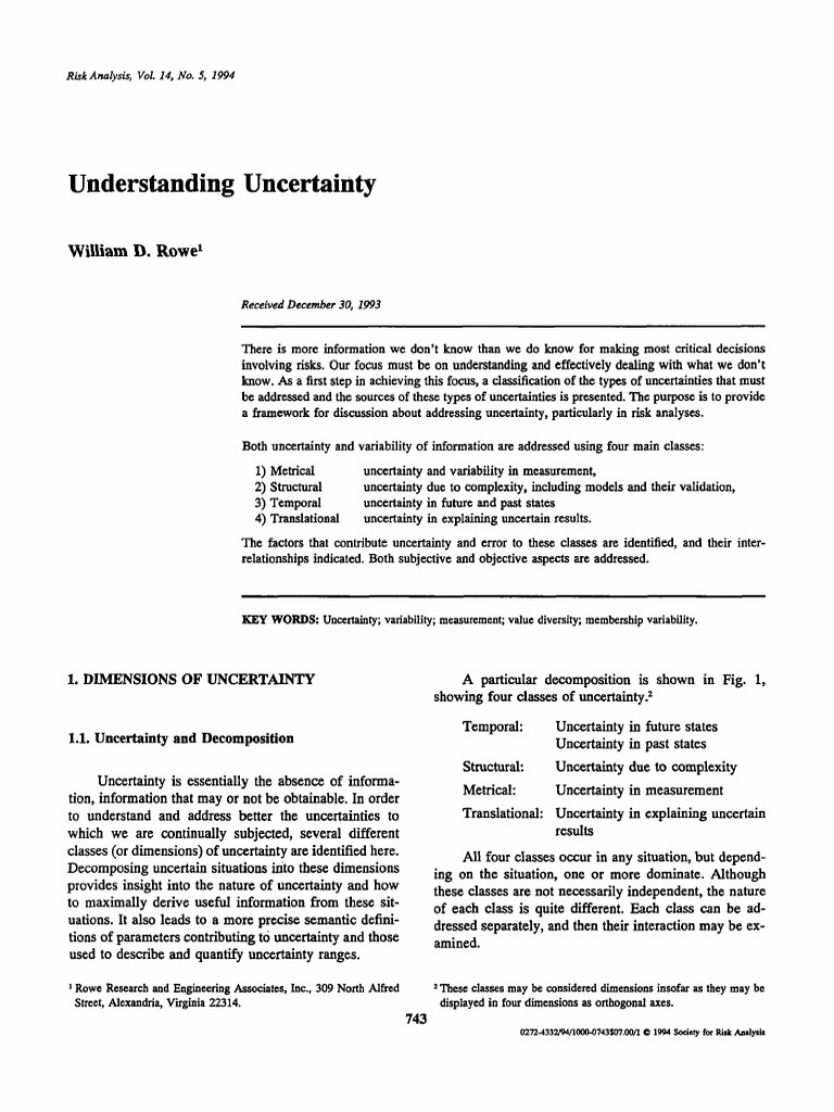 Understanding Uncertainty | Download Free PDF | Uncertainty | Risk