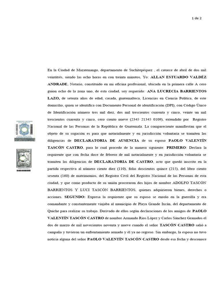 Acta de Requerimiento Ausencia | PDF | Guatemala