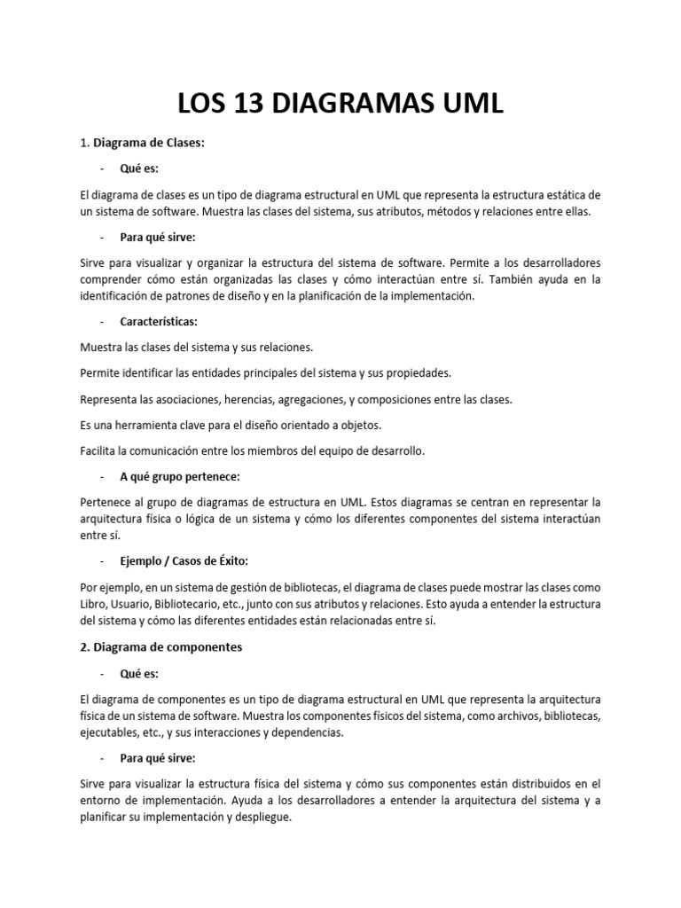 LOS 13 DIAGRAMAS UML | Descargar gratis PDF | Lenguaje de modelado unificado | Objeto (informática)