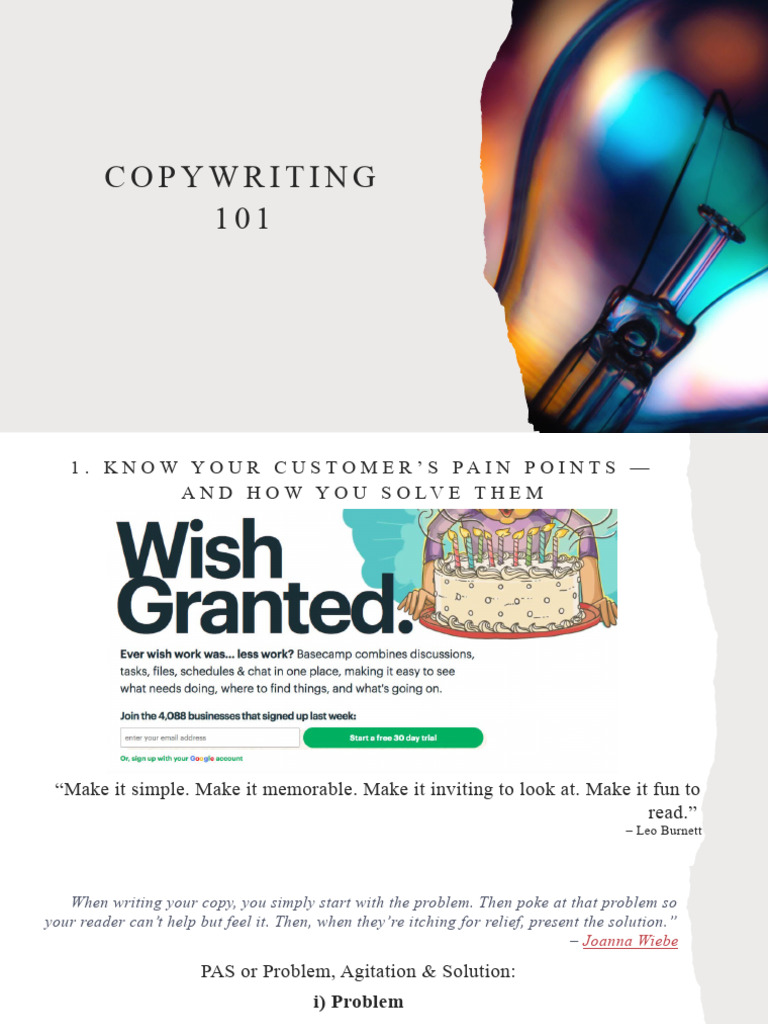 Copywriting 101 | PDF | Copywriting