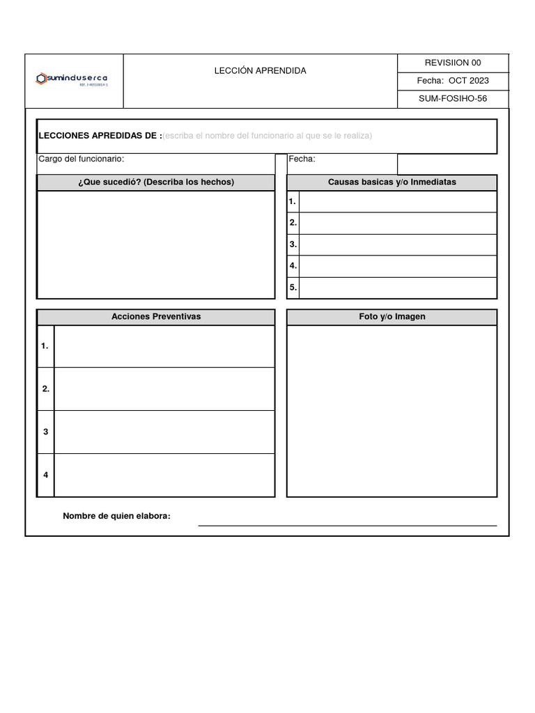 Informe de Lecciones Aprendidas OCT 2023 | PDF