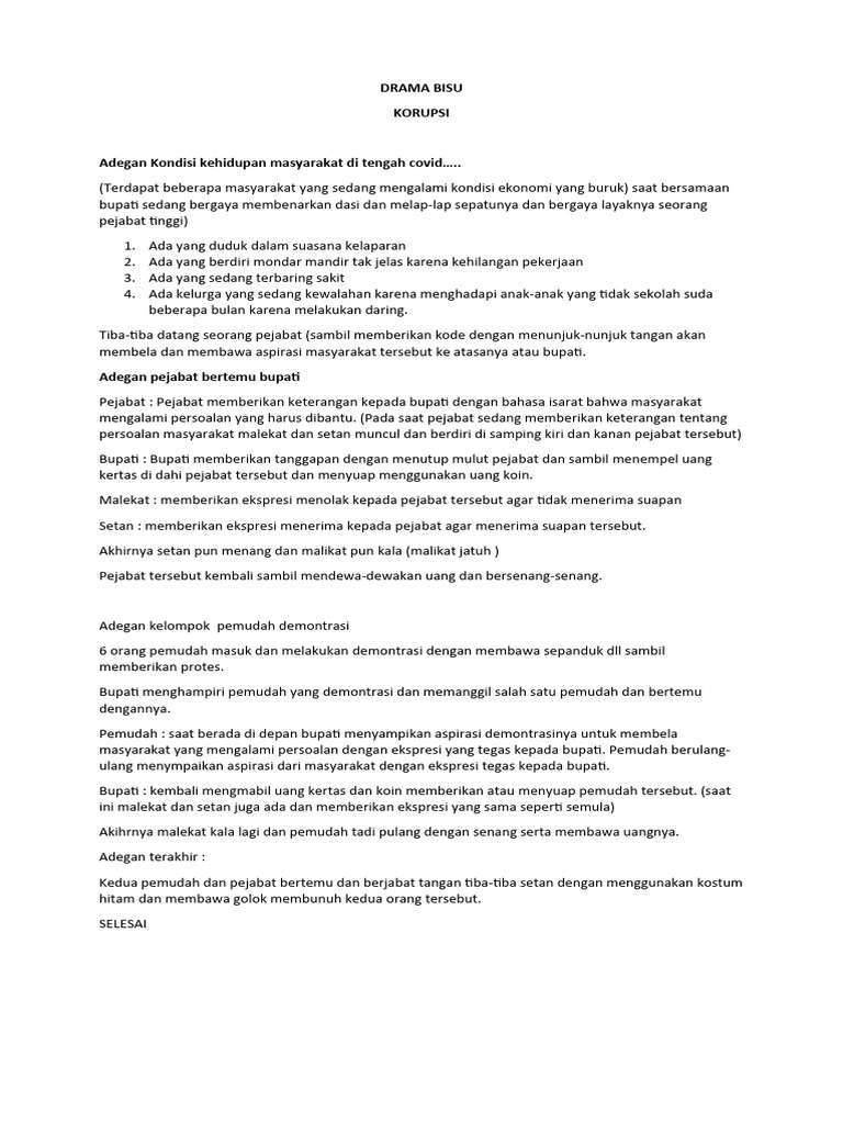 DRAMA BISU Korupsi | PDF | Pengelolaan Keuangan & Uang | Ilmu Sosial