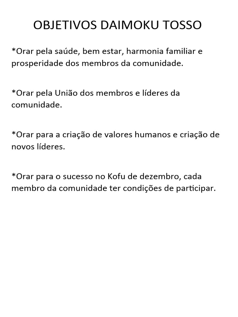 Objetivos Daimoku Tosso | PDF