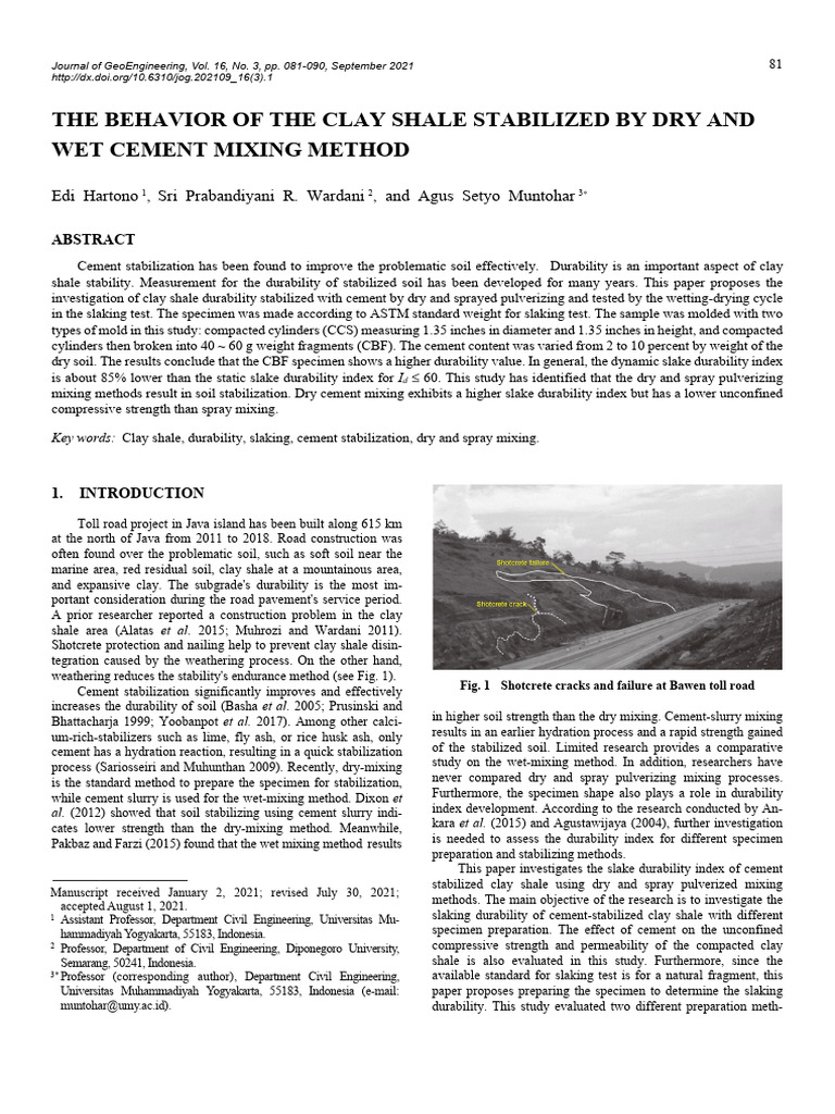 Clay Shale Stabilization with Cement | PDF | Deformation (Engineering ...