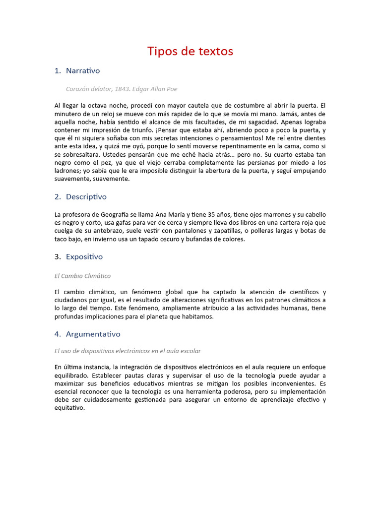 Tipos de Textos | PDF | Té