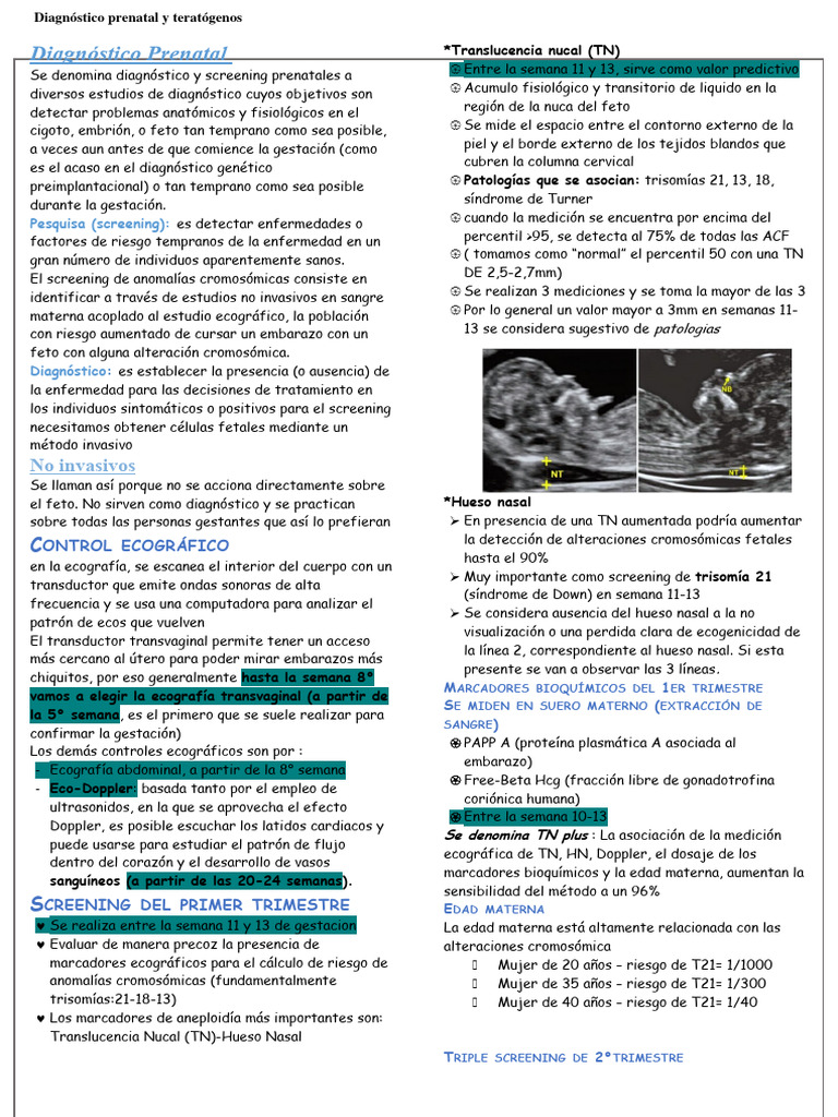 RESUMEN-Diagnostico y Teratogenos | PDF | El embarazo | Feto RESUMEN-Diagnostico y Teratogenos | PDF | El embarazo | Feto