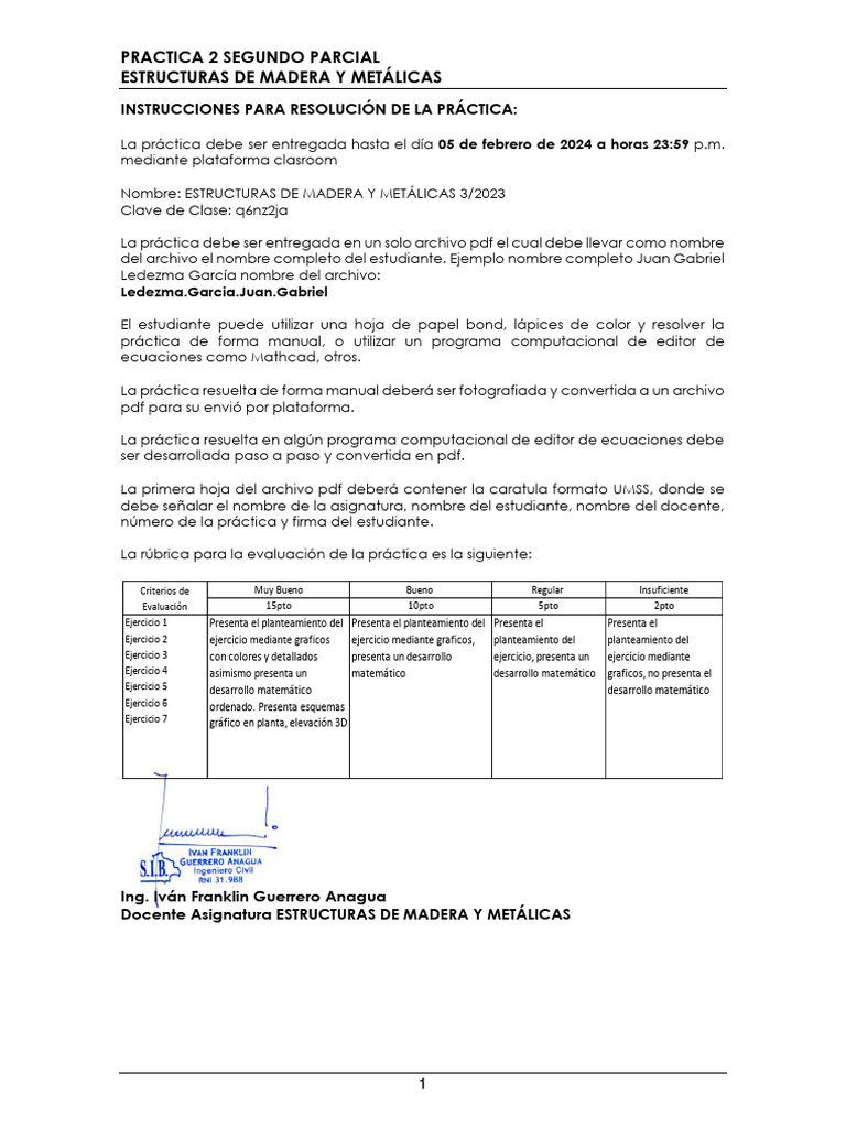 PRACTICA 2. ESTRUCTURAS DE MADERA Y METALICAS | PDF | Braguero | Tornillo