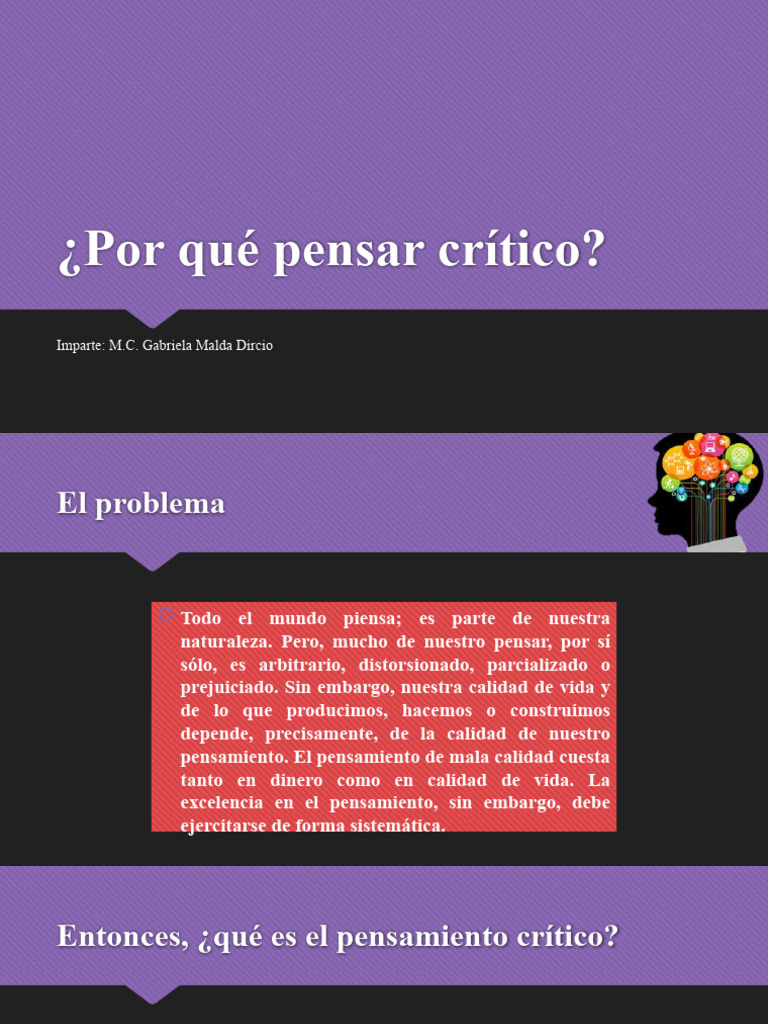 Presentación 2 - Por Qué Pensar Crítico | PDF | Pensamiento ...