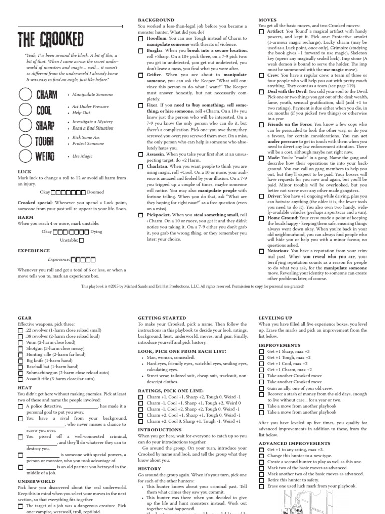 Crooked Character Sheet | PDF