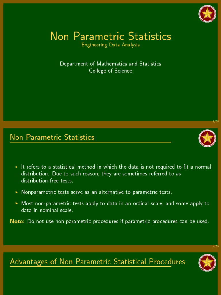 Non Parametric Statistics | PDF | Statistical Hypothesis Testing | P Value
