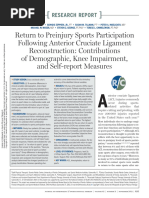 Anterior Cruciate Ligament Return To Sport After Injury (ACL-RSI) | PDF ...