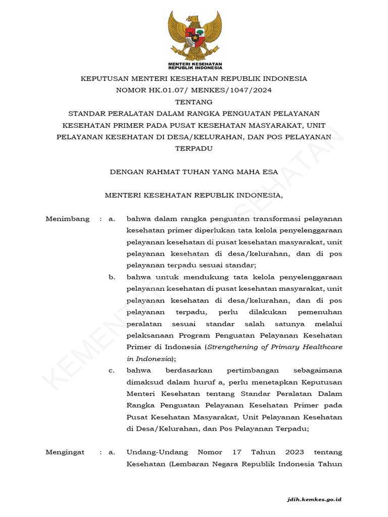 Kementerian Kesehatan: in Indonesia) | PDF