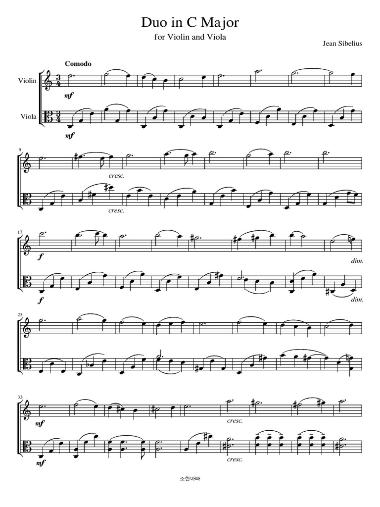 Duo_in_C_Major_-_Jean_Sibelius | PDF | Musical Compositions