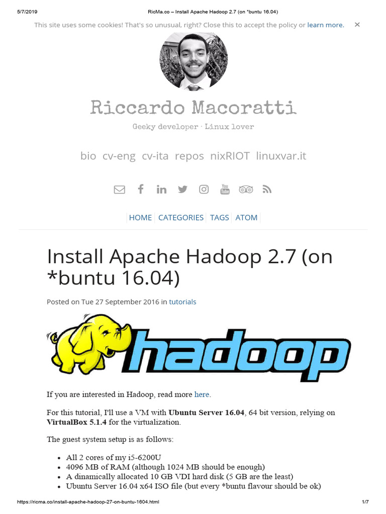 RicMa - Co - Install Apache Hadoop 2.7 (On - Buntu 16.04) (Copy) | PDF | Secure Shell | Java ...
