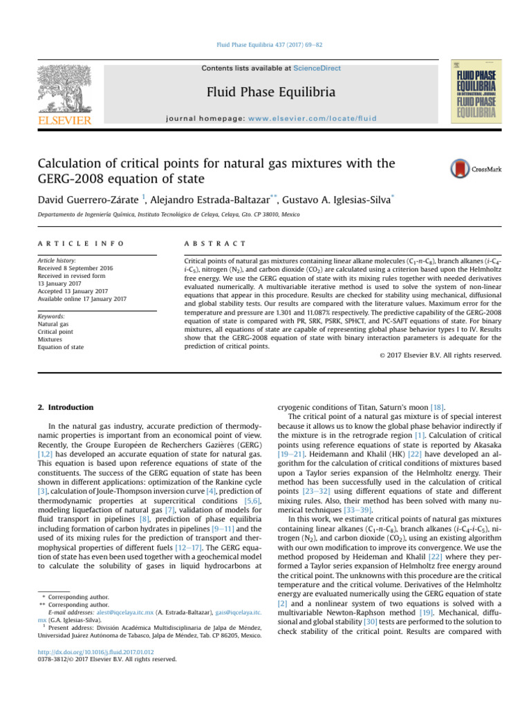 Natural Gas Mixture Critical Points | PDF | Gases | Chemical Equilibrium