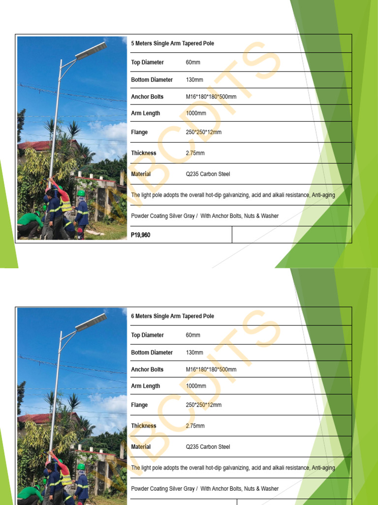 Tapered Light Poles Specifications & Prices | PDF | Screw | Steel