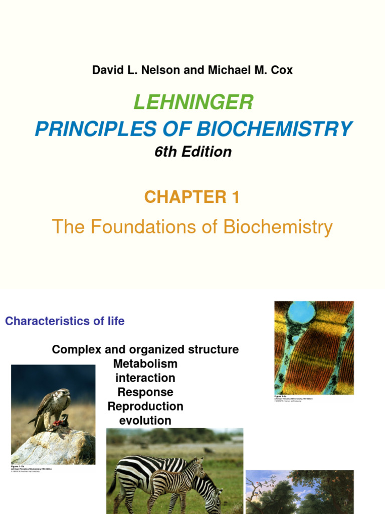 한글자료 LEHNINGER PRINCIPLES OF BIOCHEMISTRY 6th Edition CHAPTER 1 | PDF
