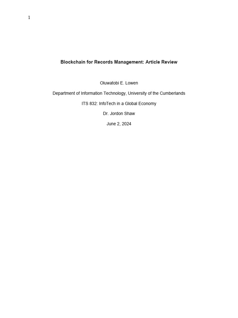 Blockchain in Records Management | PDF | Records Management ...