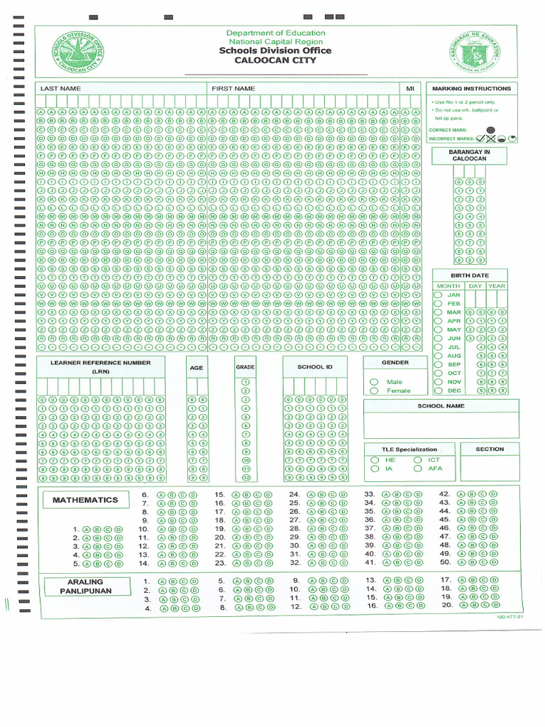 Bubble Sheet 2 | PDF