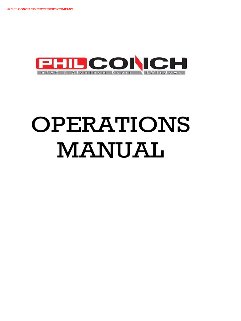 (Operations Manual) Phil Conch 999 Ent Co | PDF | Occupational Safety ...
