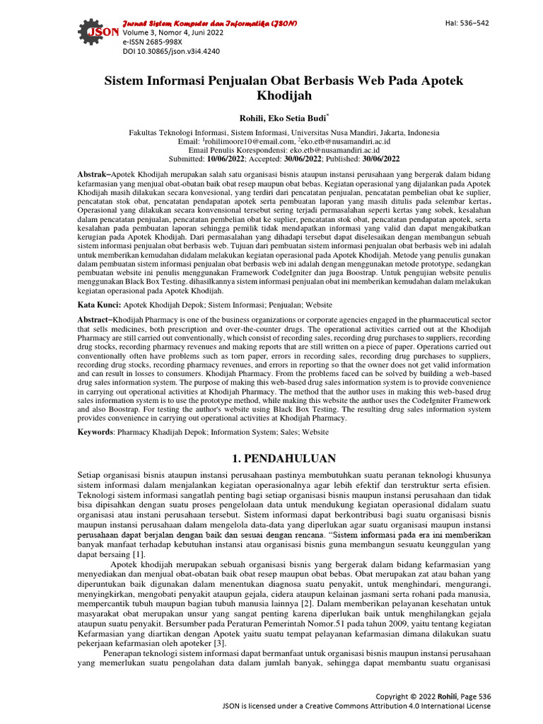 Sistem Informasi Penjualan Obat Berbasis Web Pada Apotek | PDF