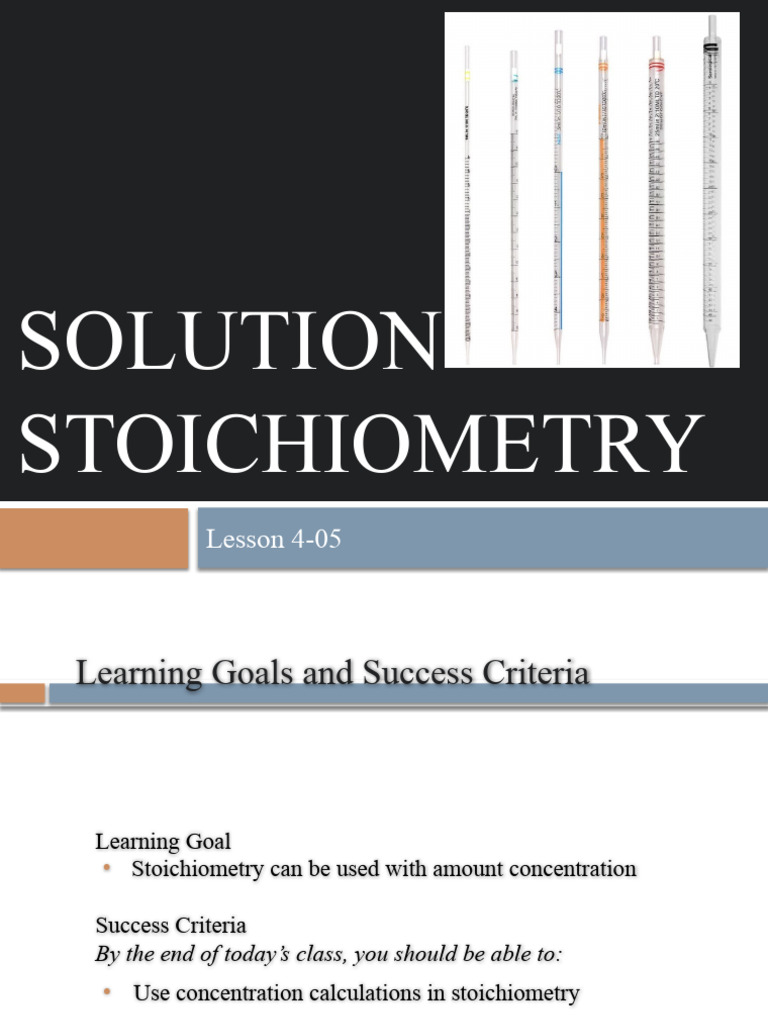Solution Stoichiometry Guide | PDF | Stoichiometry | Mole (Unit)