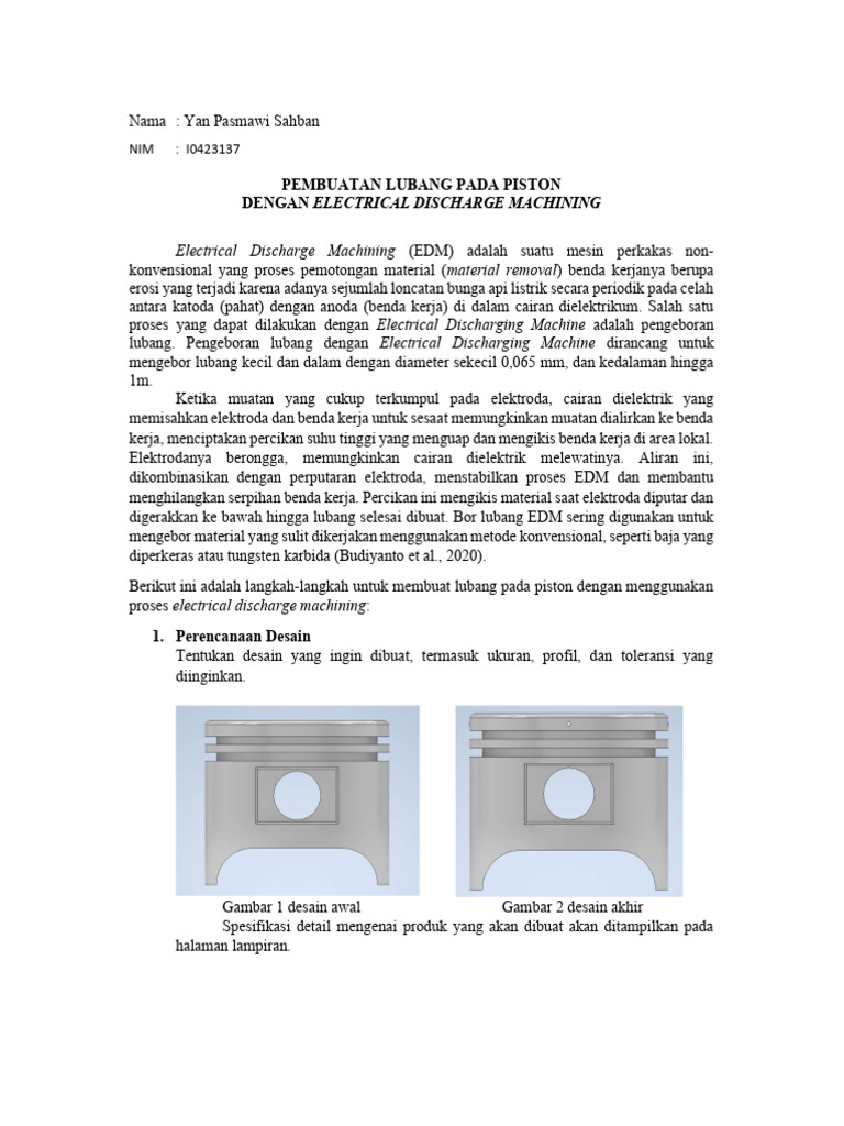 Pembuatan Lubang Pada Piston | PDF