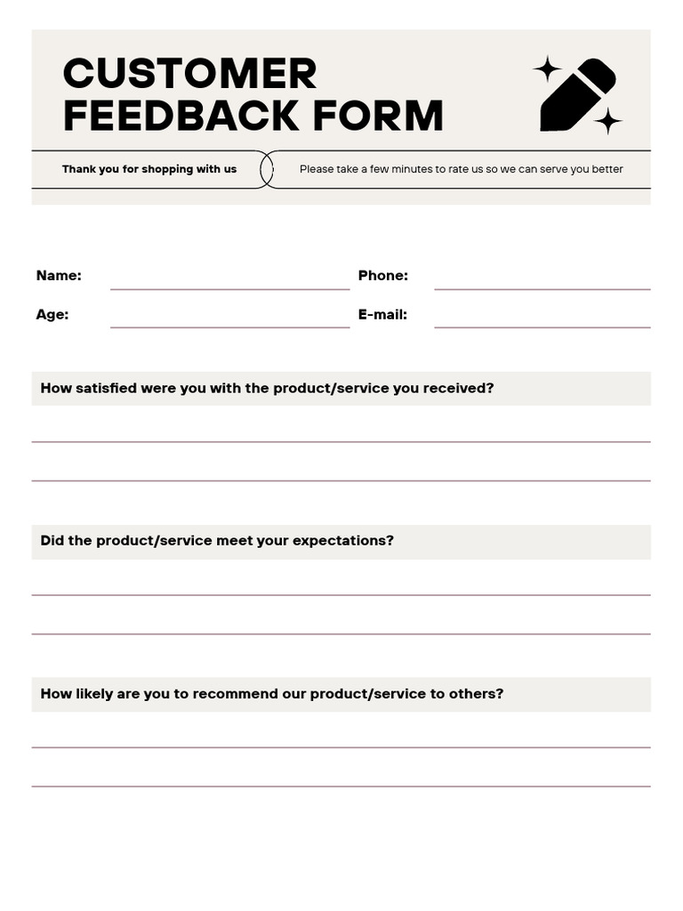 Customer Feedback Form | PDF