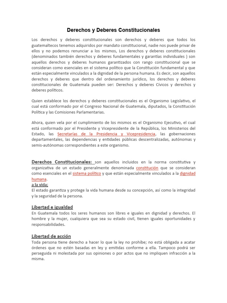 Derechos y Deberes Constitucionales | PDF | Derecho Constitucional | Derechos