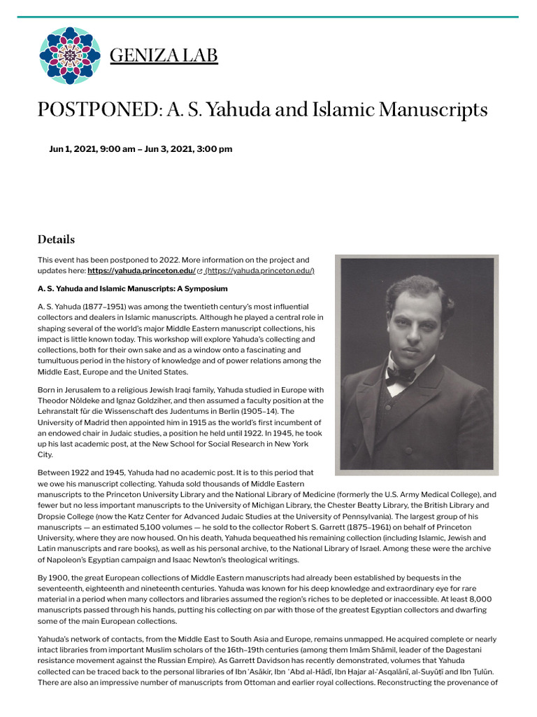 A.S. Yahuda: Islamic Manuscript Collector | PDF