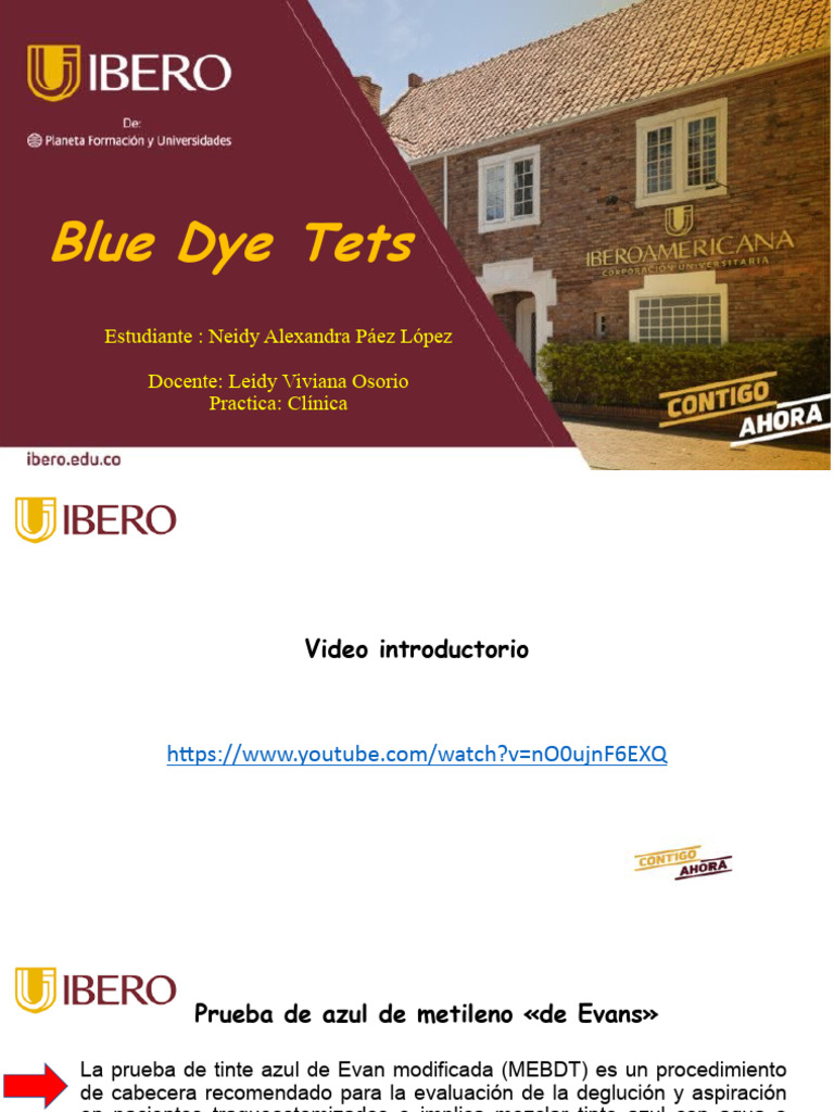 Presentacion Blue Dye Test | PDF | Medicina CLINICA | Especialidades ...
