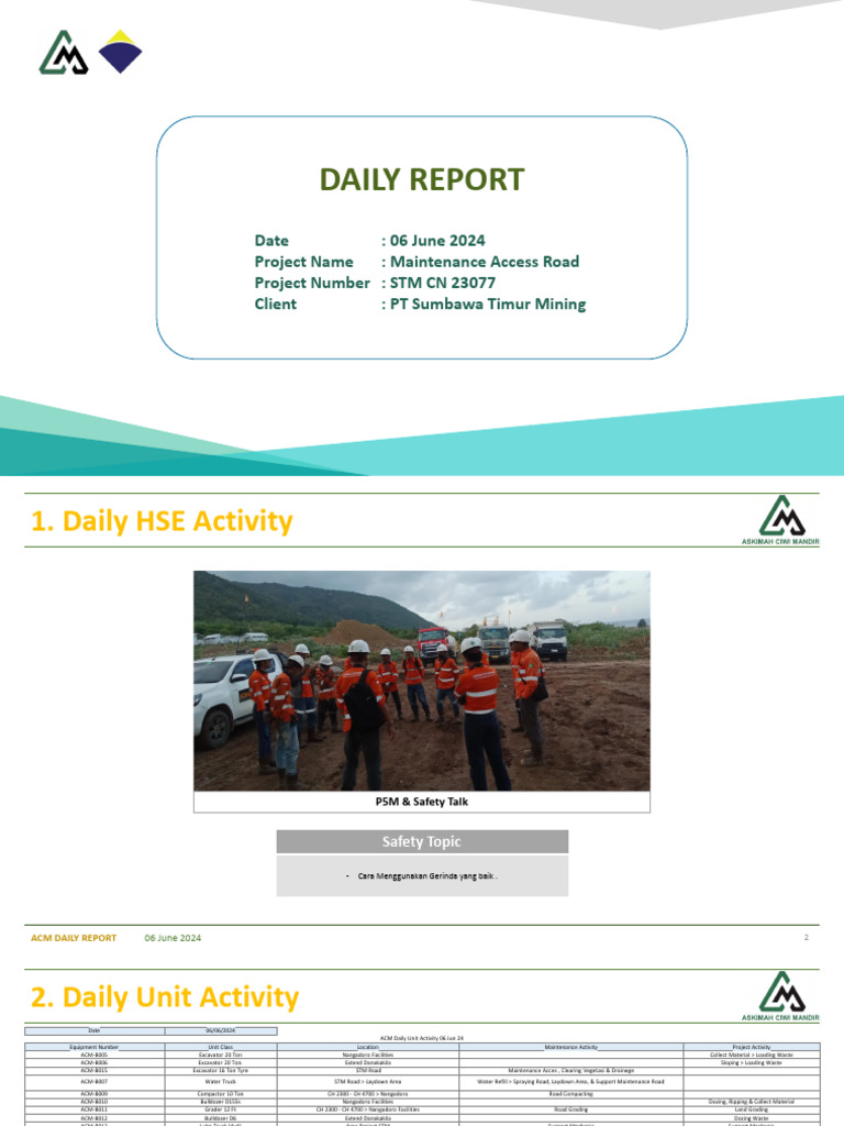Acm Daily Report (06 June 2024) | PDF | Construction Equipment | Manufactured Goods