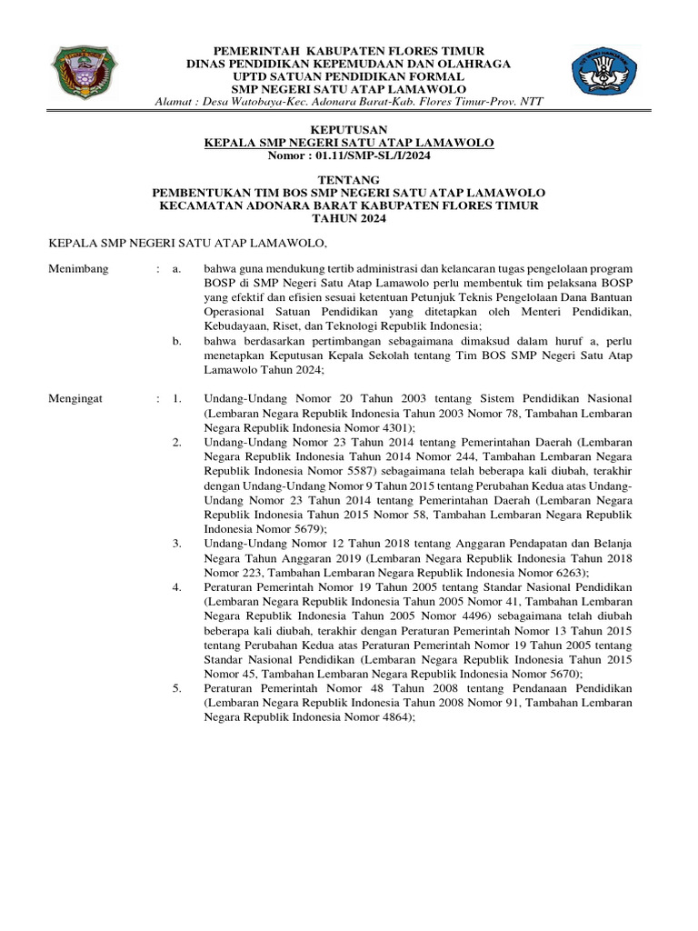 SK Tim Bosp Spensap Lamawolo | PDF