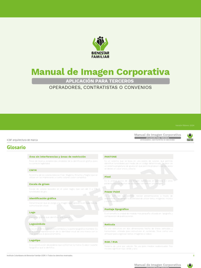 MANUAL CONTRATISTAS ICBF 2024 | PDF | Color | Modelo de color Rgb