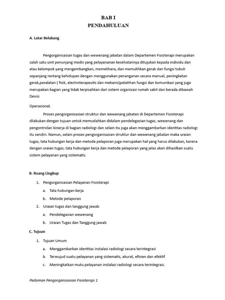 Pedoman Pengorganisasian Fisioterapi Columbia | PDF