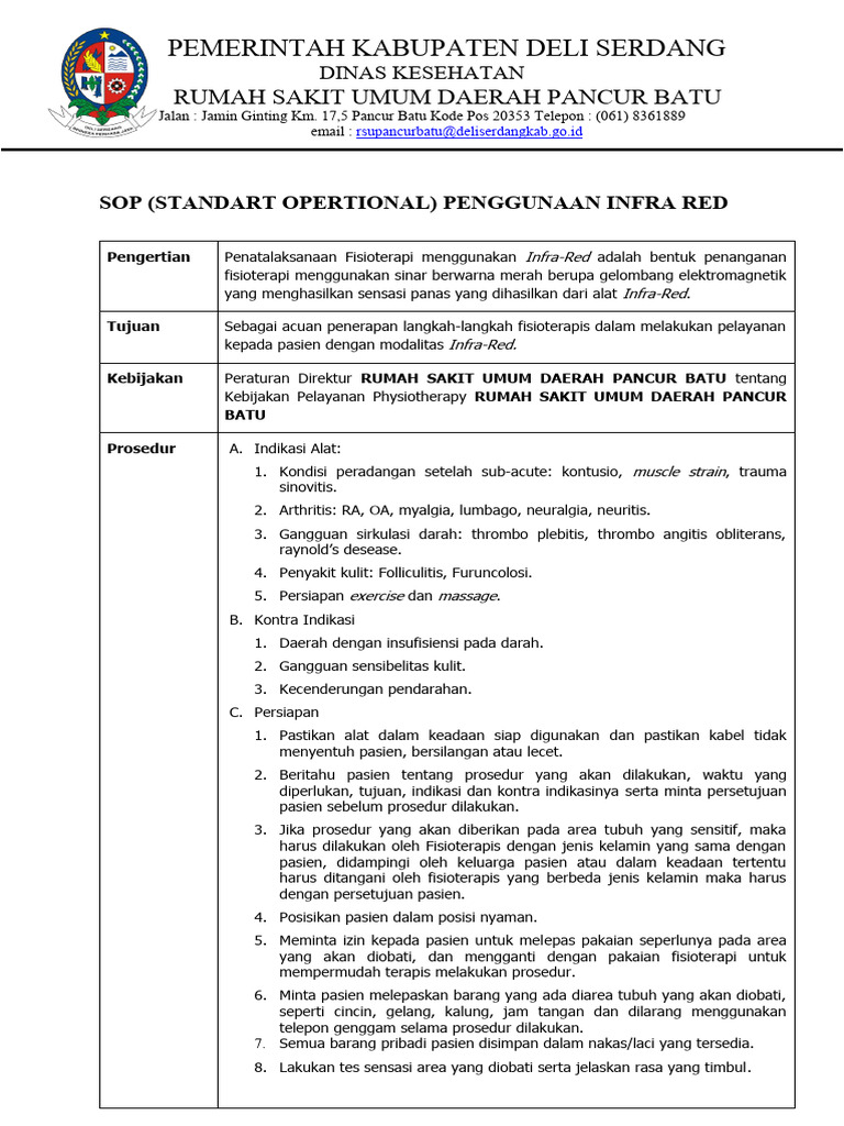 Sop Penggunaan Infrared | PDF