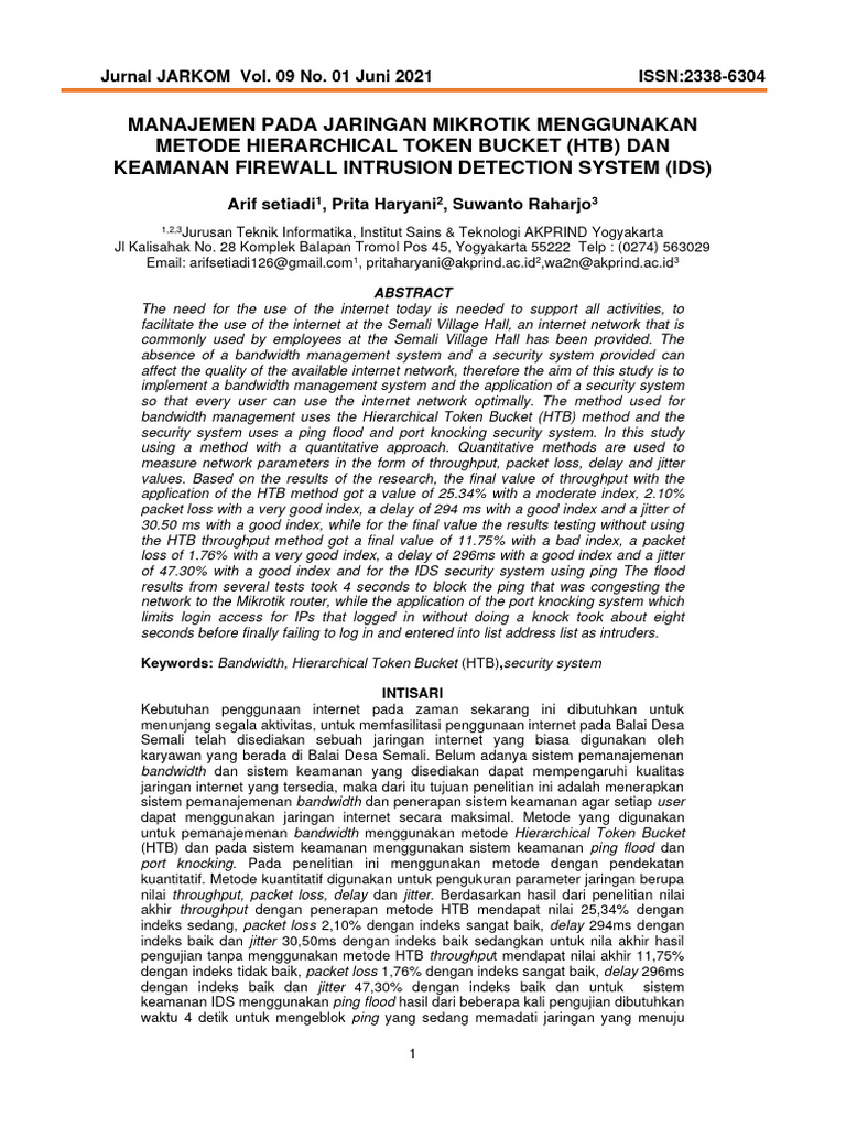 Arif Setiadi1 Manajemen Pada Jaringan Mikrotik Menggunakan Metode ...