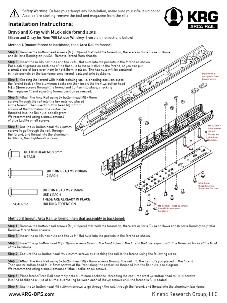 Arca-Rail-Installation-Instructions | PDF | Screw | Nut (Hardware)